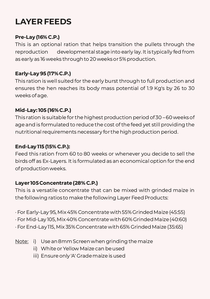 Layer Feeds - Yieldingtree Pullet Rearers Ltd